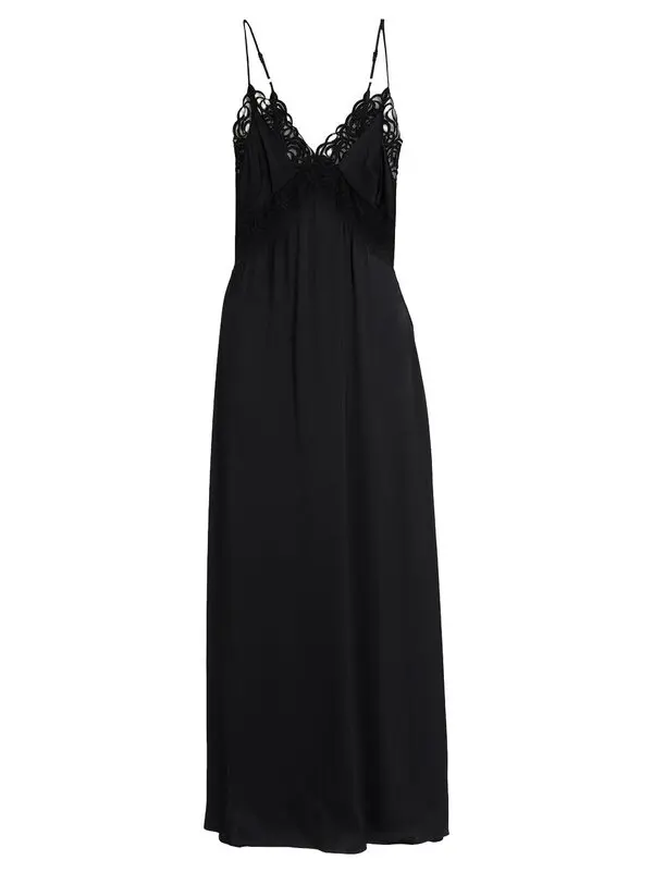 Sandro Guipure Lace-trimmed Satin Midi Slip Dress - Black