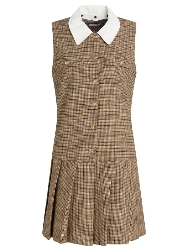 Sandro Houndstooth Tweed Mini Dress - Light Brown