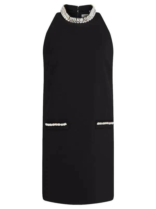 Sandro Crystal-embellished Crepe Mini Dress - Black