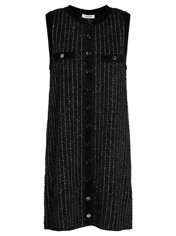 Sandro Sequin-embellished Velour Mini Dress - Black