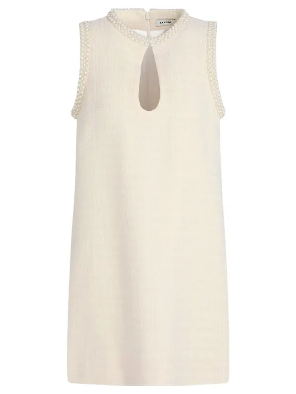 Sandro Faux Pearl-embellished Tweed Mini Dress - Ecru