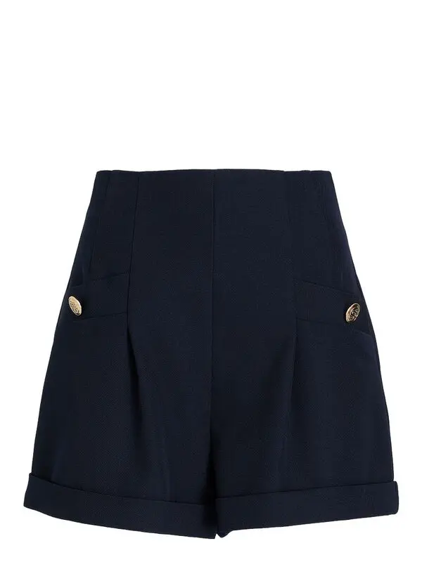 Sandro High-rise Twill Shorts - Navy