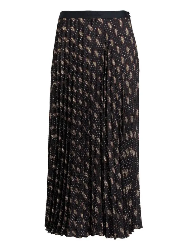 Sandro Pleated Paisley-print Satin-twill Midi Skirt - Black