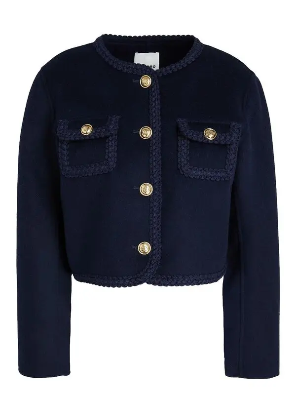 Sandro Wool-felt Jacket - Navy