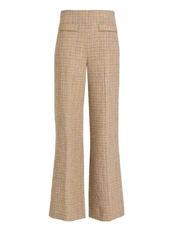 Sandro Metallic Tweed Wide-leg Pants - Sand