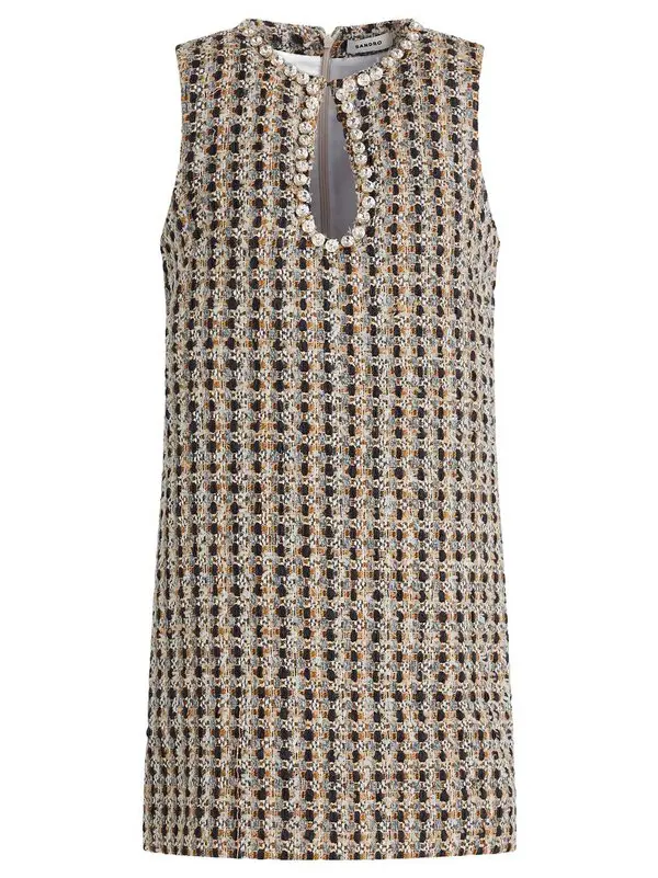 Sandro Crystal-embellished Tweed Mini Dress - Camel