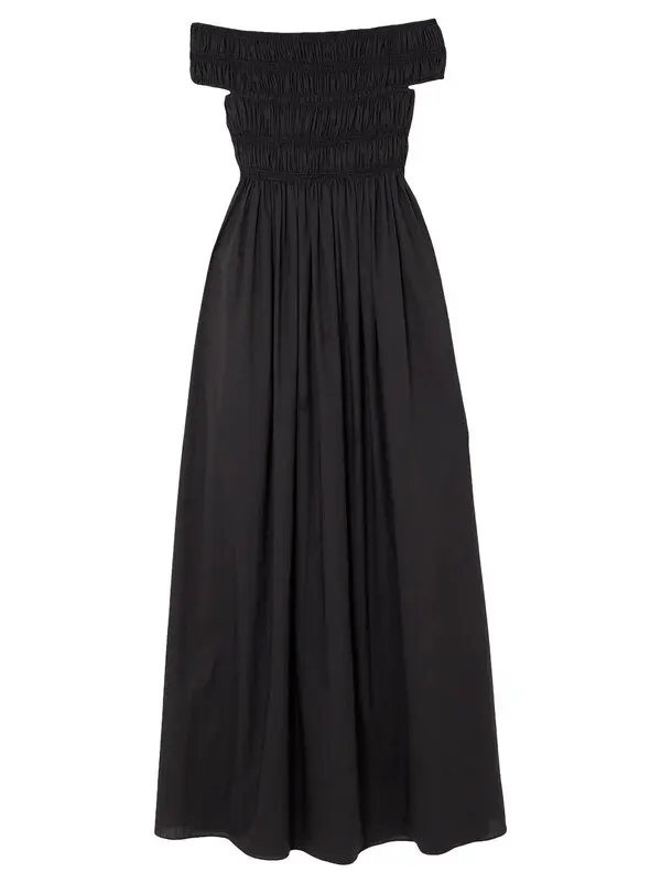 Matteau Off-the-shoulder Shirred Maxi Dress - Black