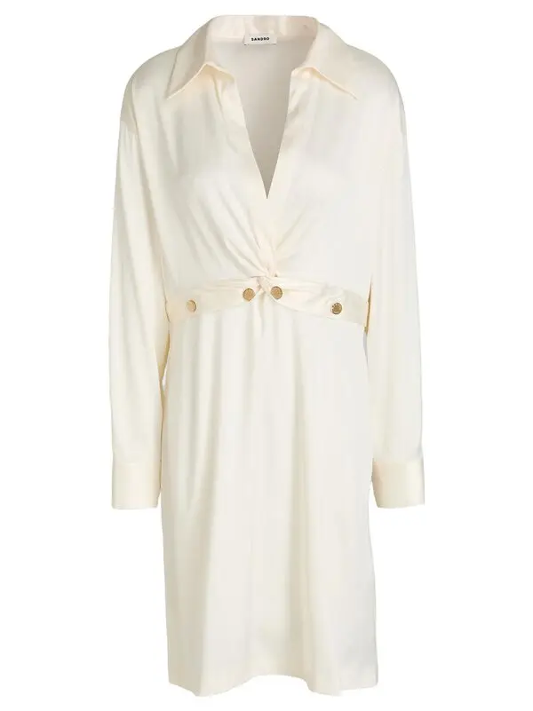 Sandro Button-embellished Satin Mini Dress - Cream