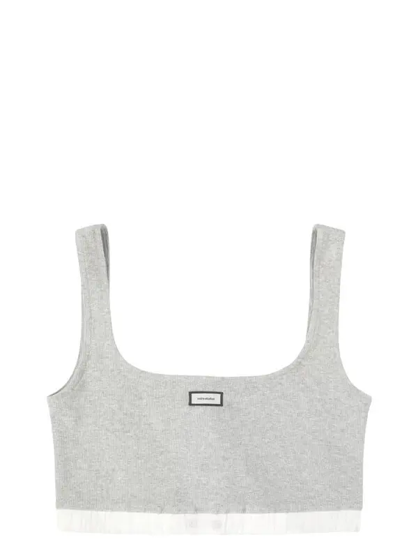 ENTIRE STUDIOS Ribbed Button-detail Bra - Grey