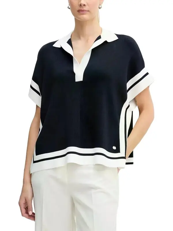 Joseph Ribkoff Striped Collared Top - Blue