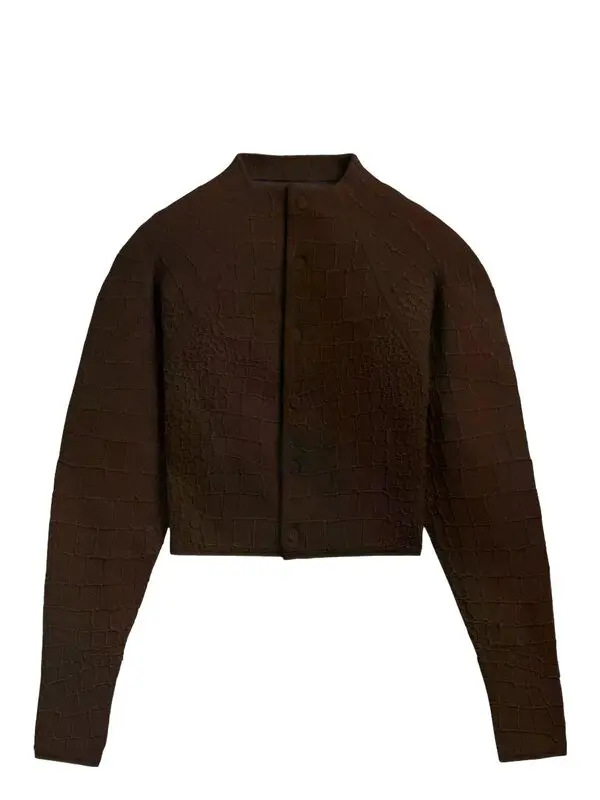 Jacquemus Buttoned Textured Crocodile Embossed Cardigan - Brown