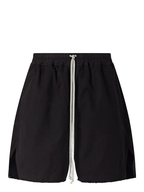 Rick Owens Long Boxer Straight-leg Cotton-canvas Shorts - Black