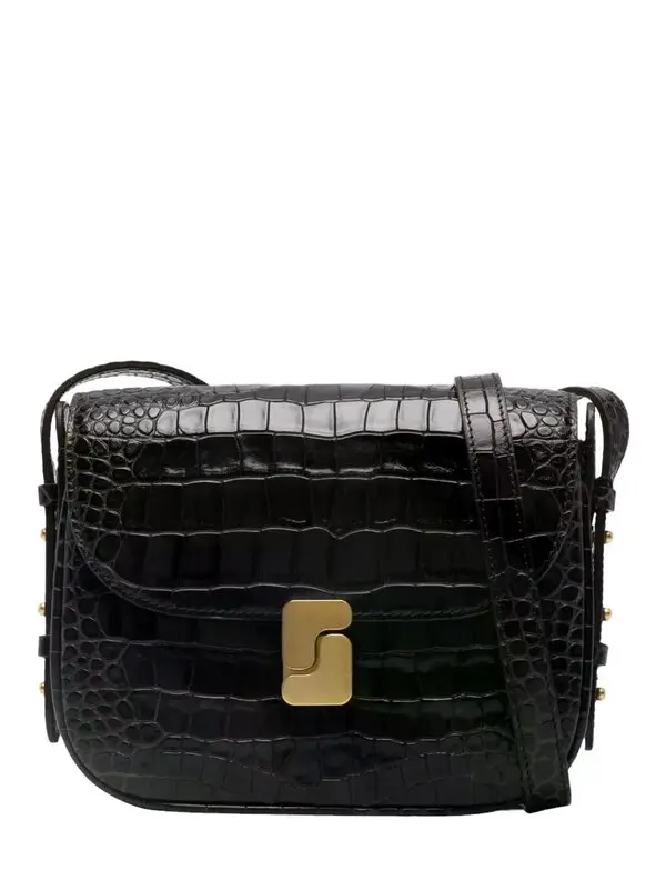 Soeur Embossed Leather Shoulder Bag - Brown