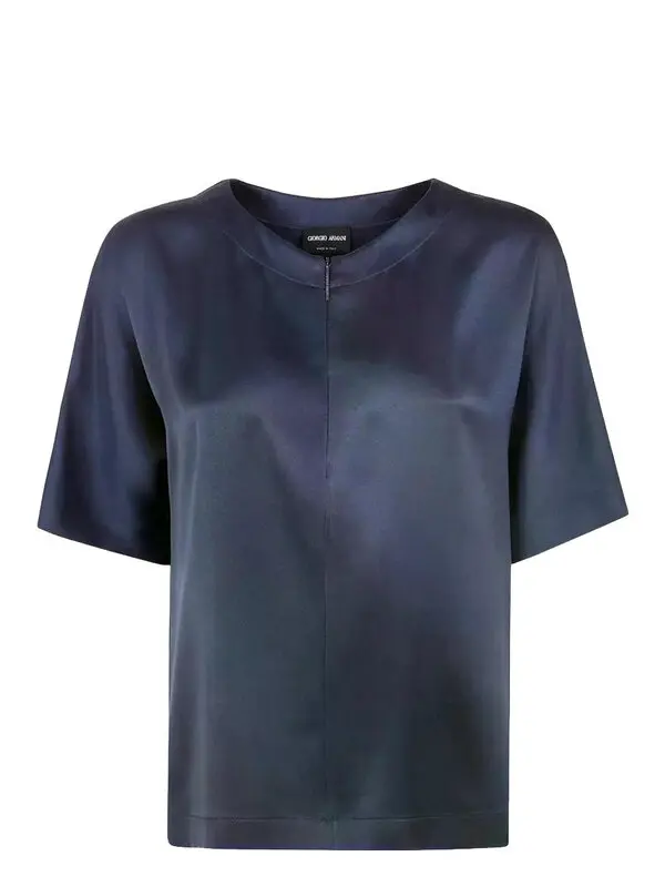 Giorgio Armani Silk Short Sleeve Blouse - Blue