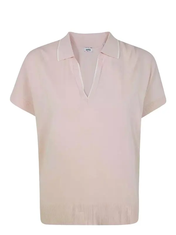 Aspesi Contrast-trim V-neck Top - Pink