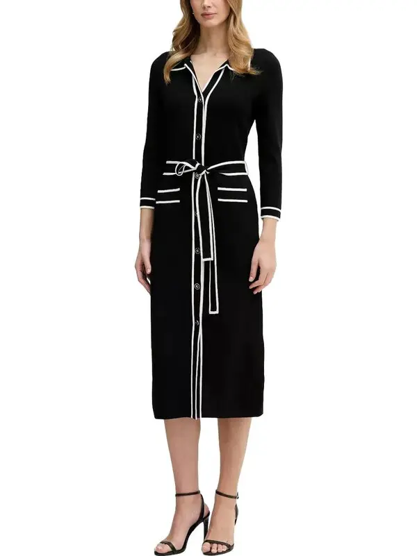 Joseph Ribkoff Buttoned Belted Midi Dress - Black