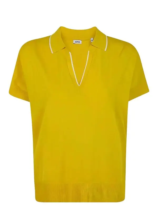 Aspesi Contrast-trim Polo Top - Yellow