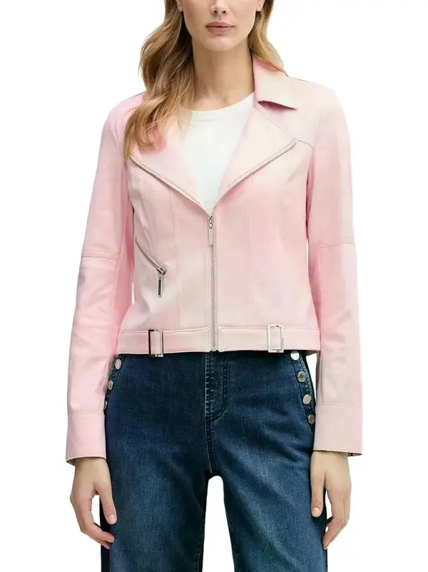 Joseph Ribkoff Zip-up Biker Jacket - Pink