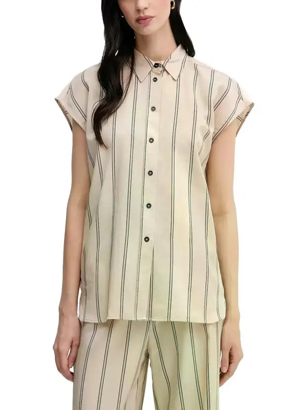 MARC AUREL Striped Buttoned Top - Neutrals
