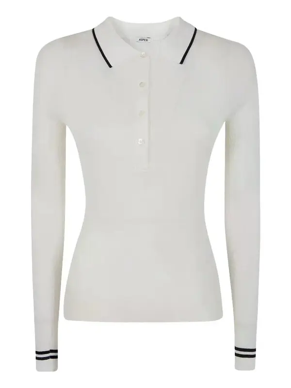 Aspesi Ribbed Polo Shirt - White