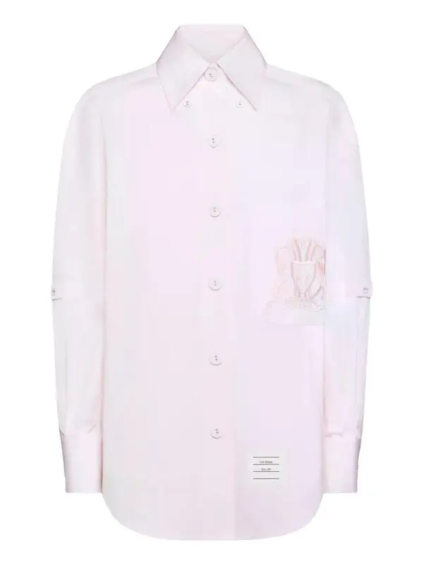 Thom Browne Crest Embroidery Shirt - Pink