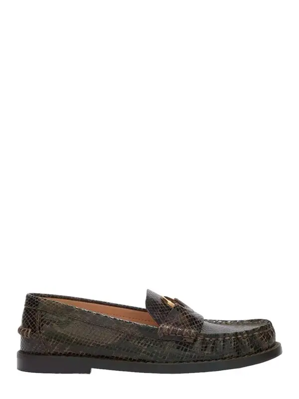 ODISSI Kali Signature Python-effect Leather Loafers - Brown