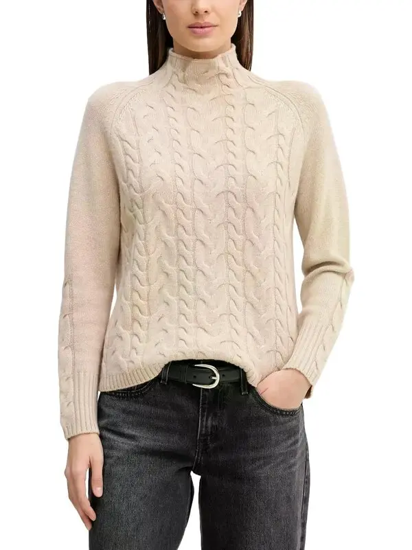 BENETTON Cable-knit High-neck Sweater - Neutrals