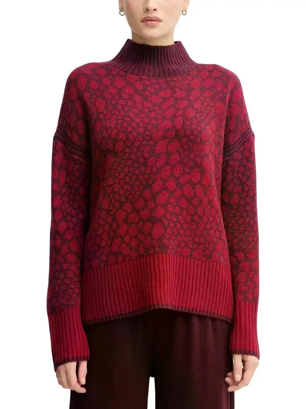 MARC AUREL Patterned Funnel-neck Sweater - Red