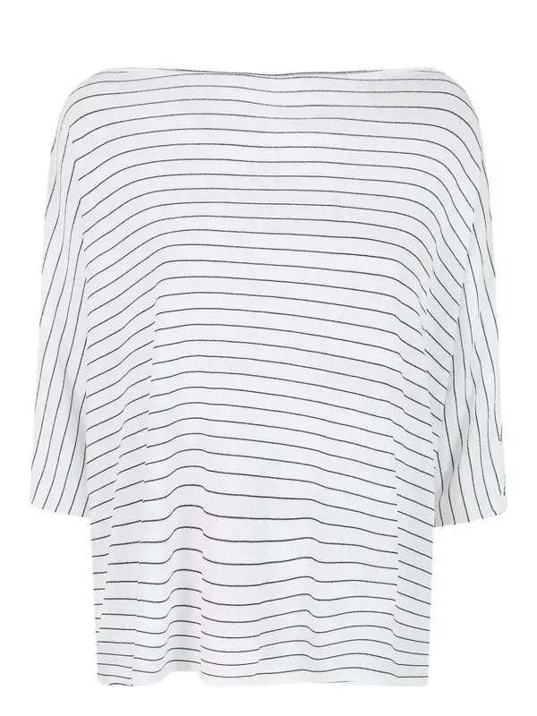 Liviana Conti Striped Boat Neck Top - White