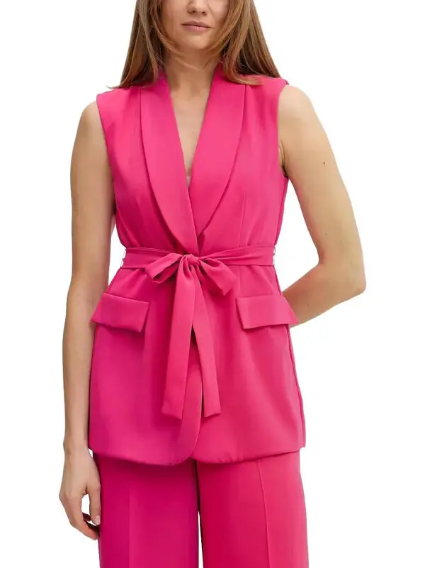 Joseph Ribkoff Shawl-collar Belted Vest - Pink
