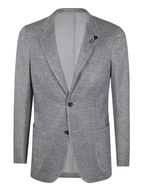 LARDINI Flower-pin Blazer - Grey