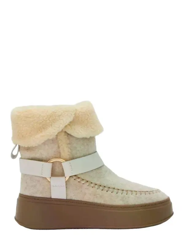 ODISSI Suki Felt Boots With Harness Detail - Neutrals