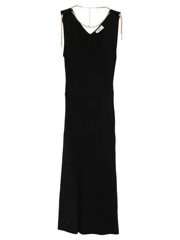 Elisabetta Franchi V-neck Ribbed Midi Dress - Black