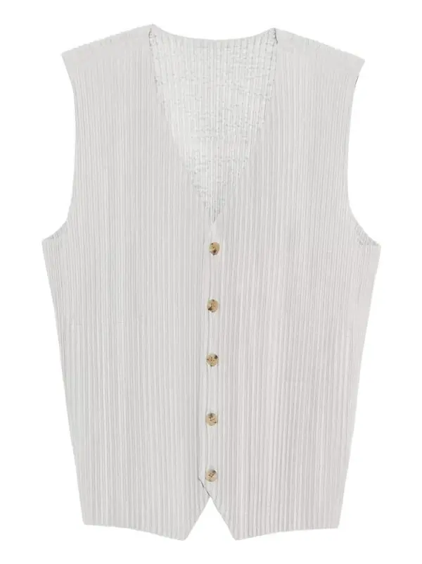 Issey Miyake Buttoned Pleated Vest - Grey