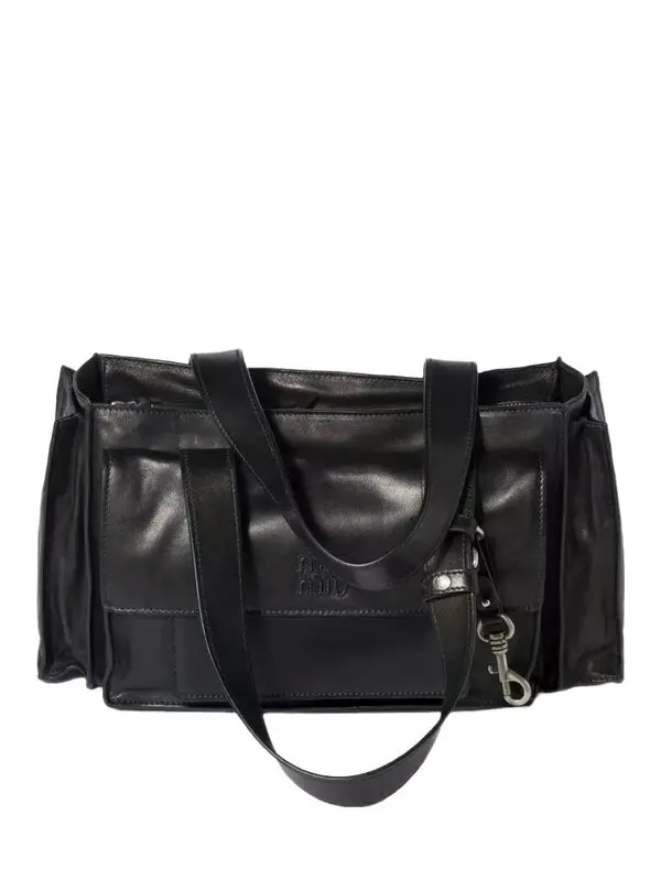 Miu Miu Leather Utility Shoulder Bag - Black