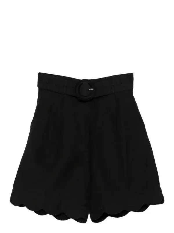 SCARLETT POPPIES Scalloped-trim Shorts - Black