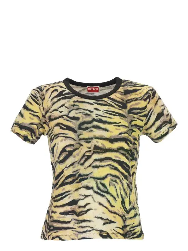 Kenzo Tiger-print Crew-neck T-shirt - Yellow