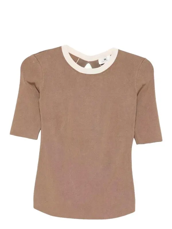 Elisabetta Franchi Ribbed Cut-out Top - Neutrals