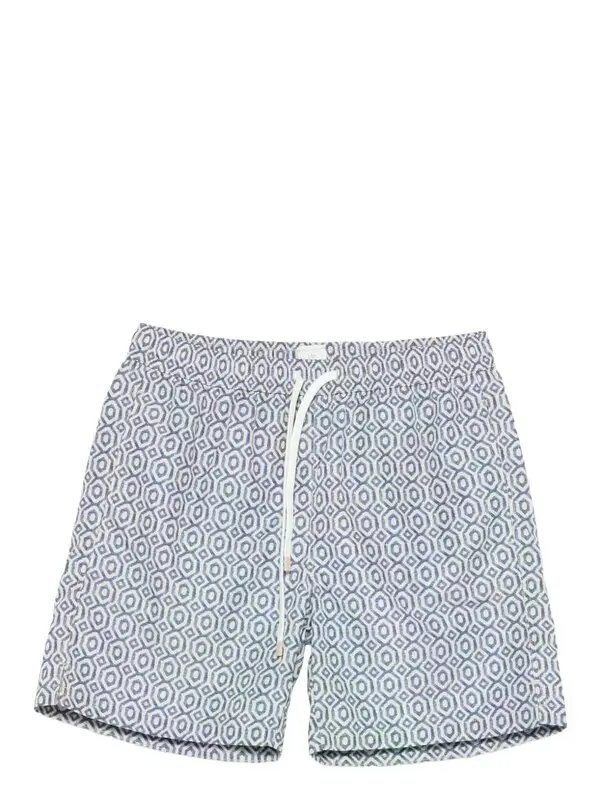 Eleventy Geometric-pattern Swim Shorts - Blue