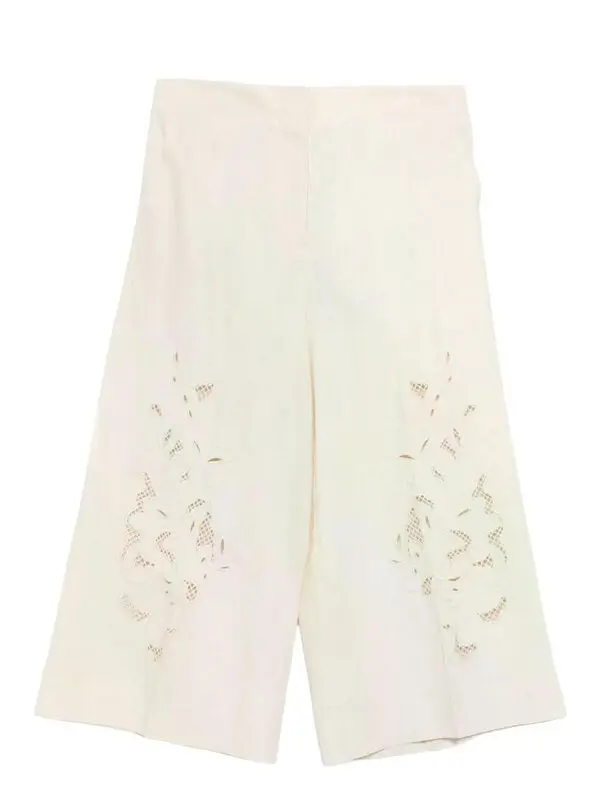 TWINSET Floral-embroidered Culottes - Neutrals