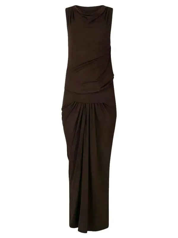 ENTIRE STUDIOS Draped Cowl-neck Sleeveless Dress - Brown