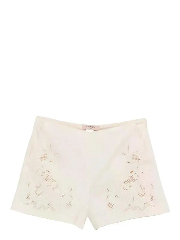 TWINSET Floral-embroidered Shorts - Neutrals