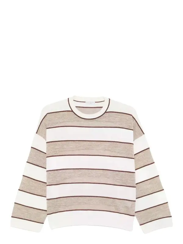 Brunello Cucinelli Striped Pattern Sweater - White