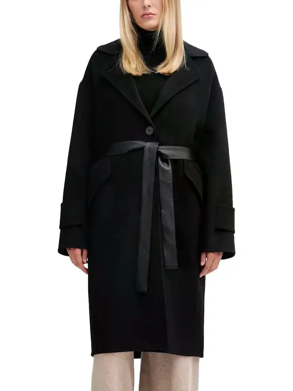 MARC AUREL Buttoned Belted Coat - Black