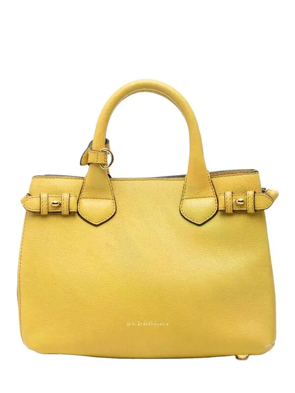 Burberry Small Leather And House Check Banner Satchel - Yellow