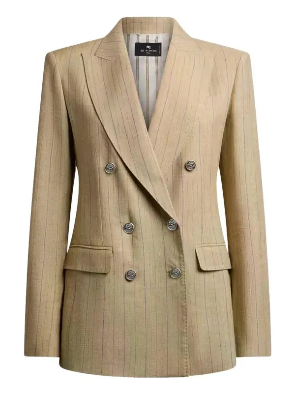 Etro Striped Double-breasted Blazer - Neutrals