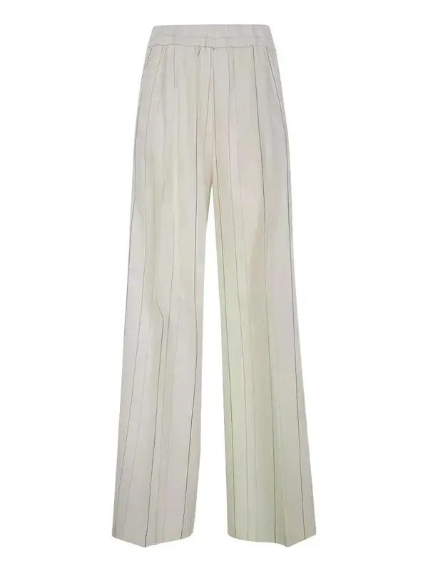 SEMICOUTURE Striped Wide Leg Trousers - White