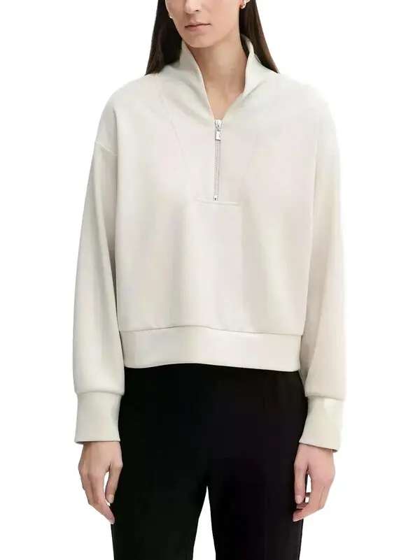 Joseph Ribkoff Zip Funnel Neck Sweatshirt - Neutrals