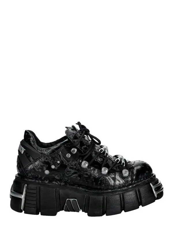 NEW ROCK Embossed Lace-up Sneakers - Black