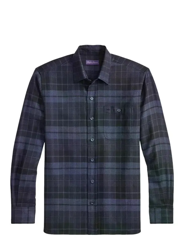Ralph Lauren Purple Label Plaid Twill Shirt - Blue